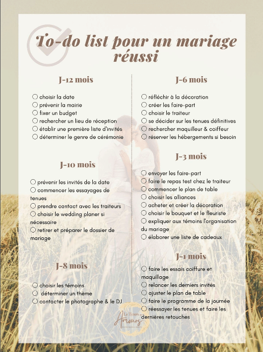 To-do list pour un mariage réussi - Le temps des Amours